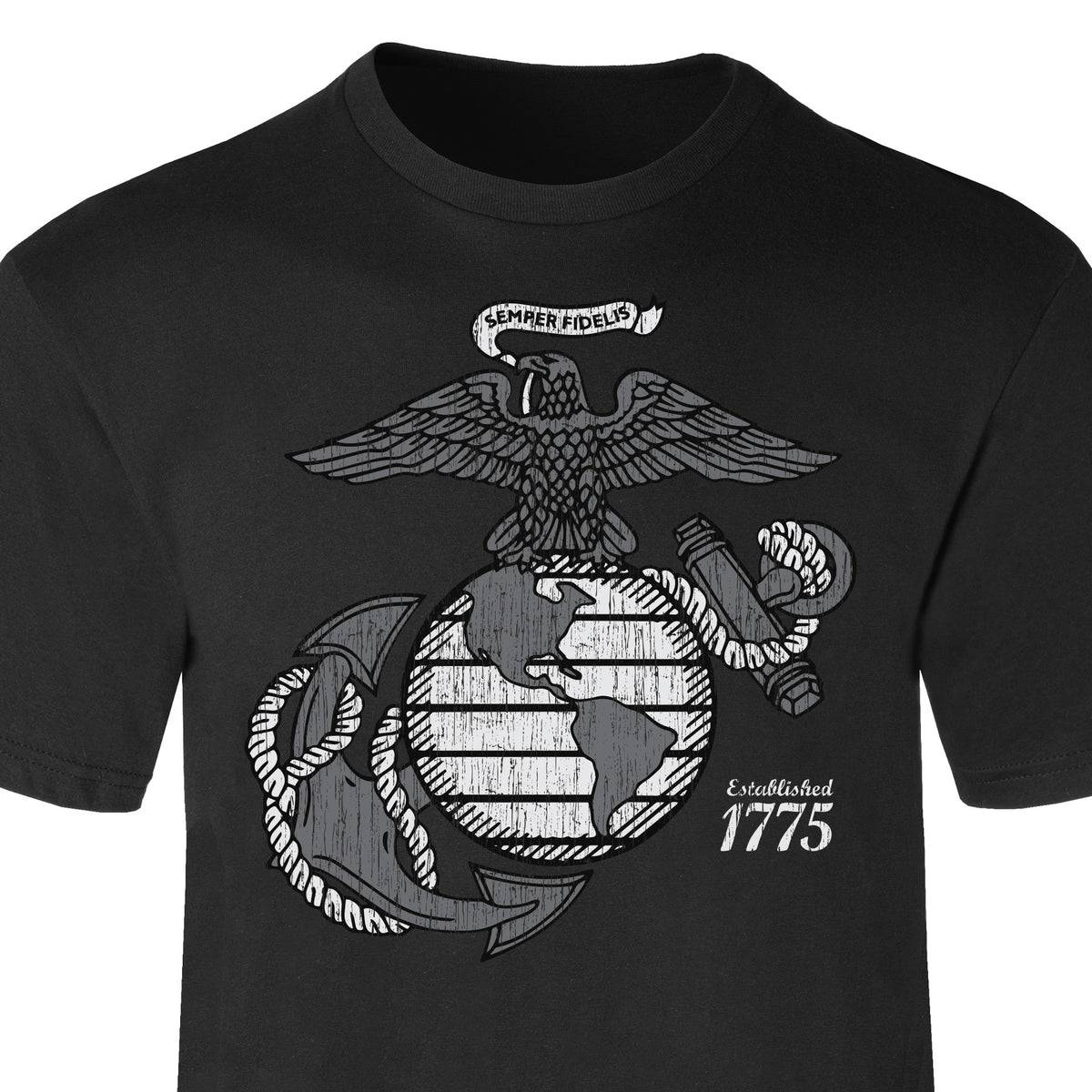 Grayscale Eagle, Globe, and Anchor T-Shirt – Official USMC Gear – SGT GRIT
