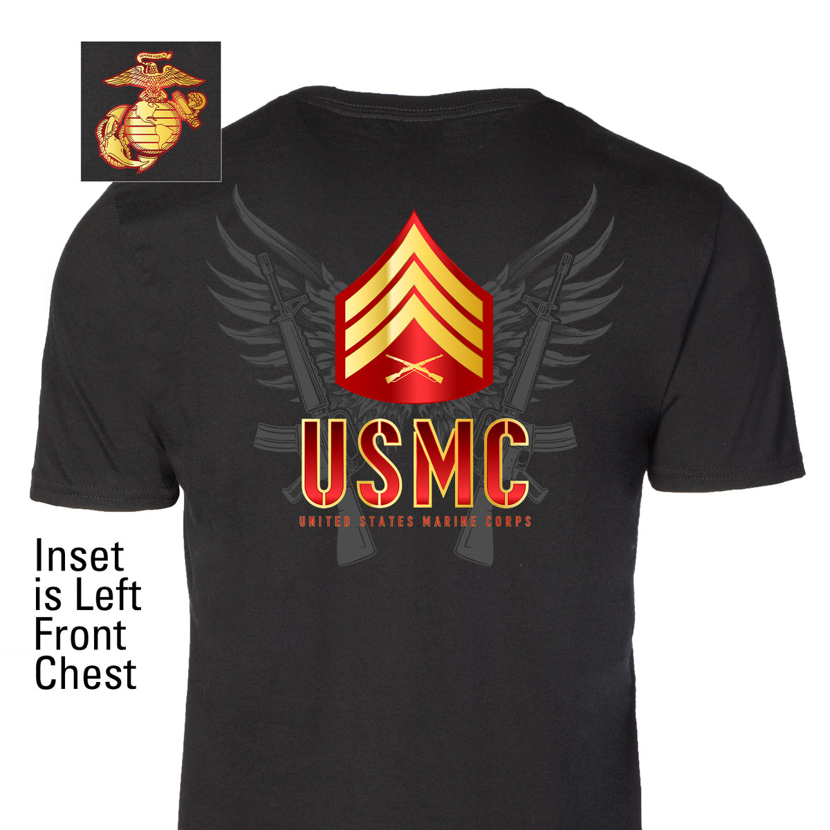 Personalized USMC Rank T-Shirt – Eagle, Globe, and Anchor – SGT GRIT