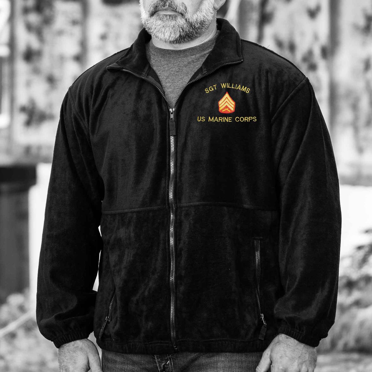 Custom USMC Embroidered Full Zip Fleece Jacket – SGT GRIT