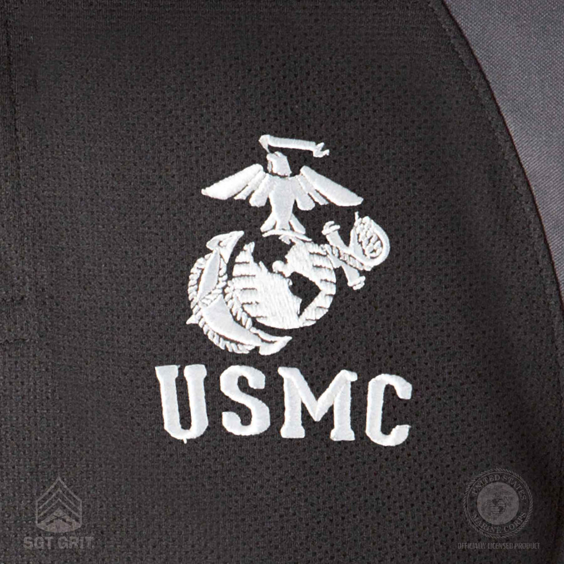EGA USMC Performance Polo – Black – SGT GRIT
