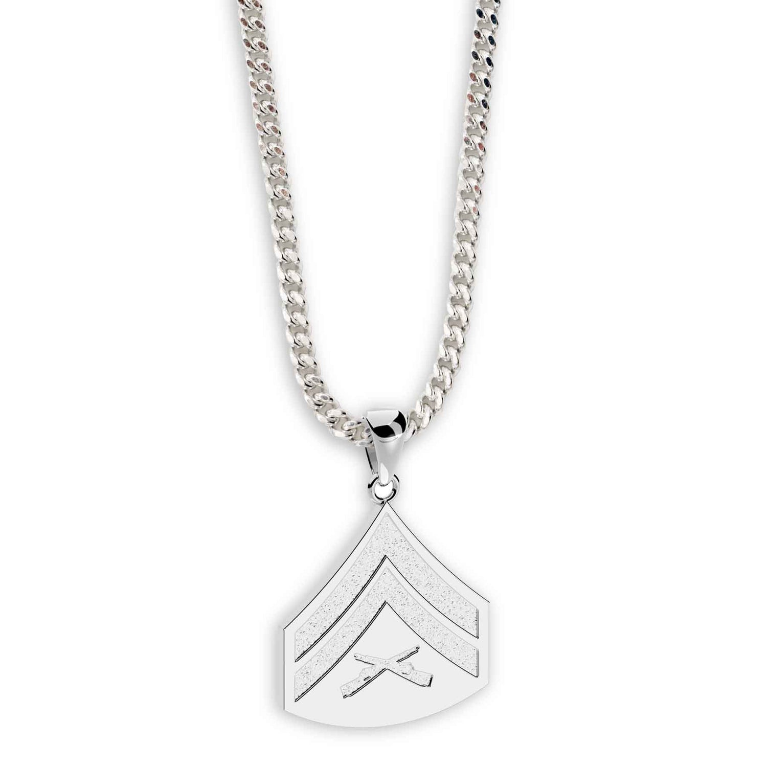 5/8" Corporal Rank Pendant With Curb Chain - Sterling Silver – SGT GRIT