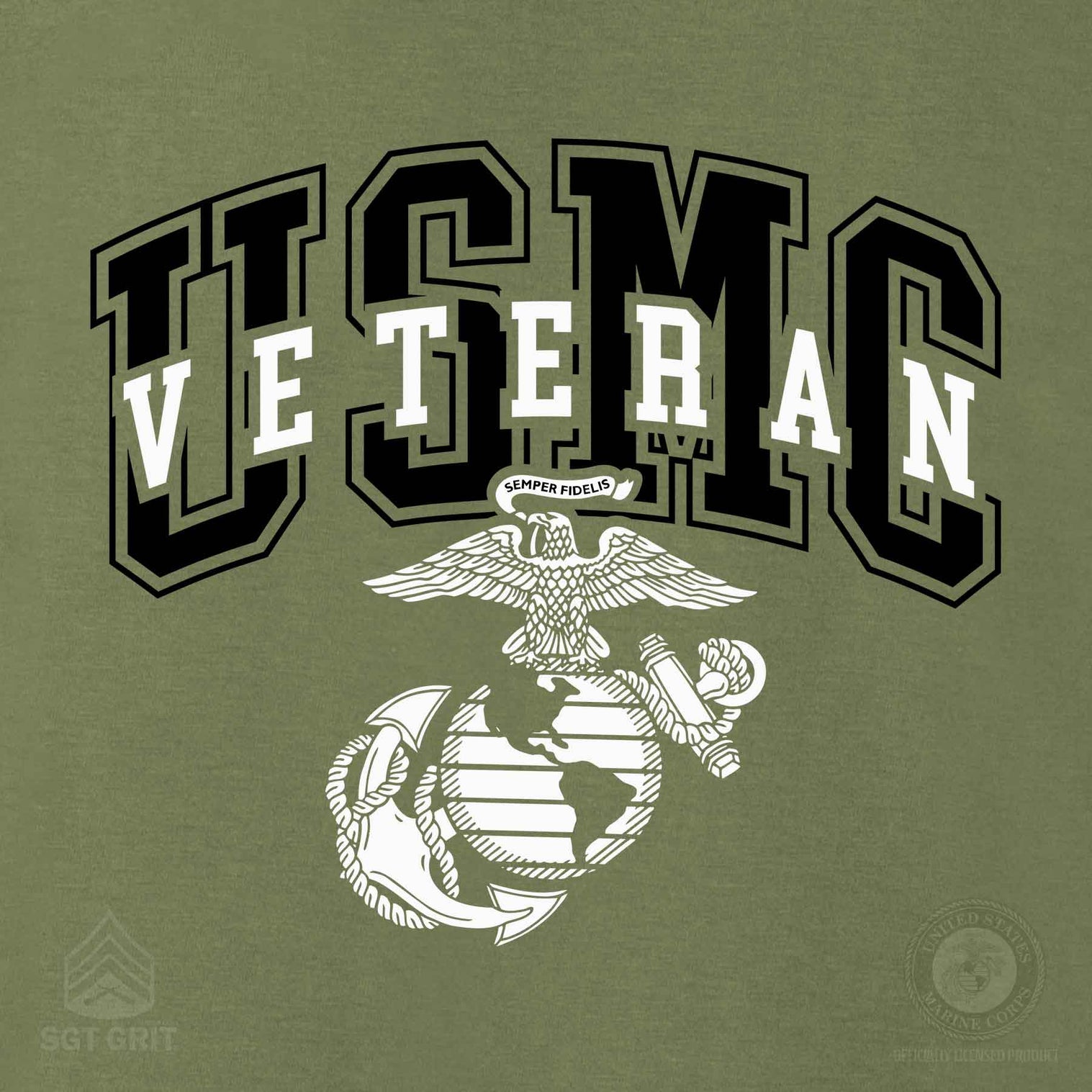 USMC Veteran T-Shirt with Eagle, Globe, and Anchor Emblems – SGT GRIT