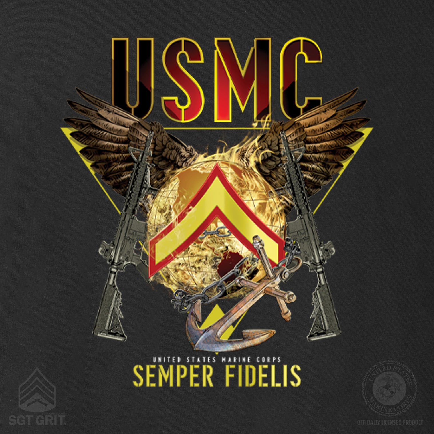 Exclusive Marine Corps T-shirt Customized by Rank- Back Design – SGT GRIT