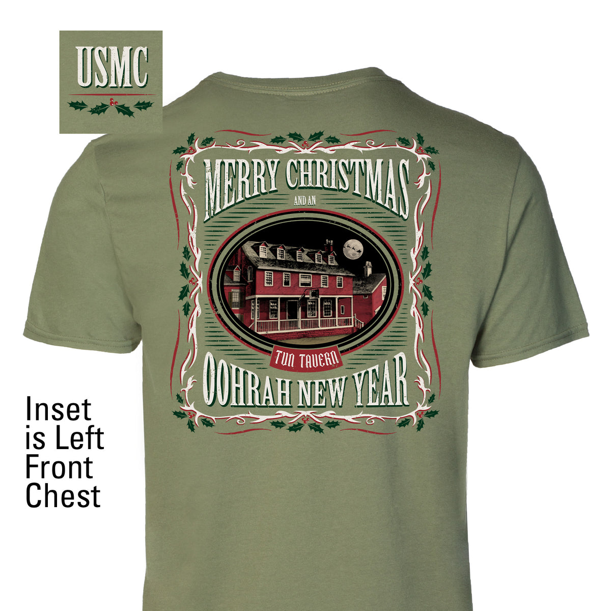 Tun Tavern Christmas T-Shirt Back Design | USMC Holiday Gear – SGT GRIT