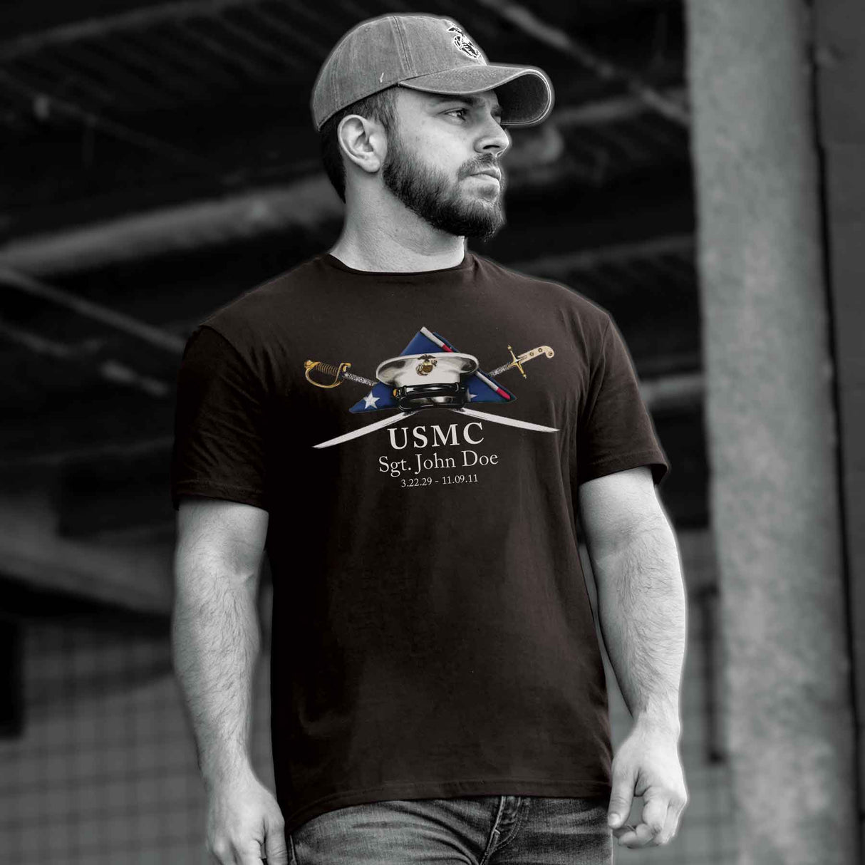 USMC Personalized Folded Flag Memorial T-shirt – SGT GRIT