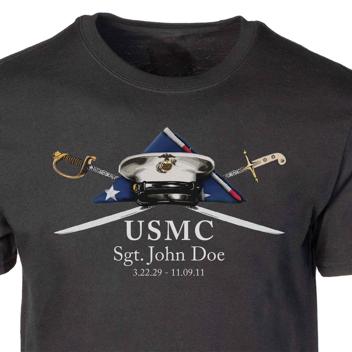 USMC Personalized Folded Flag Memorial T-shirt – SGT GRIT