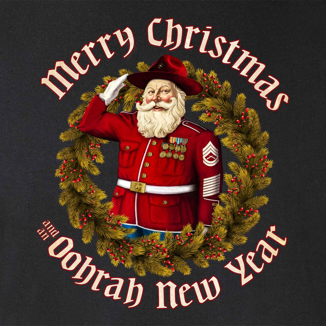 USMC Merry Christmas and Oohrah New Year T-shirt | Marine Corps Santa ...
