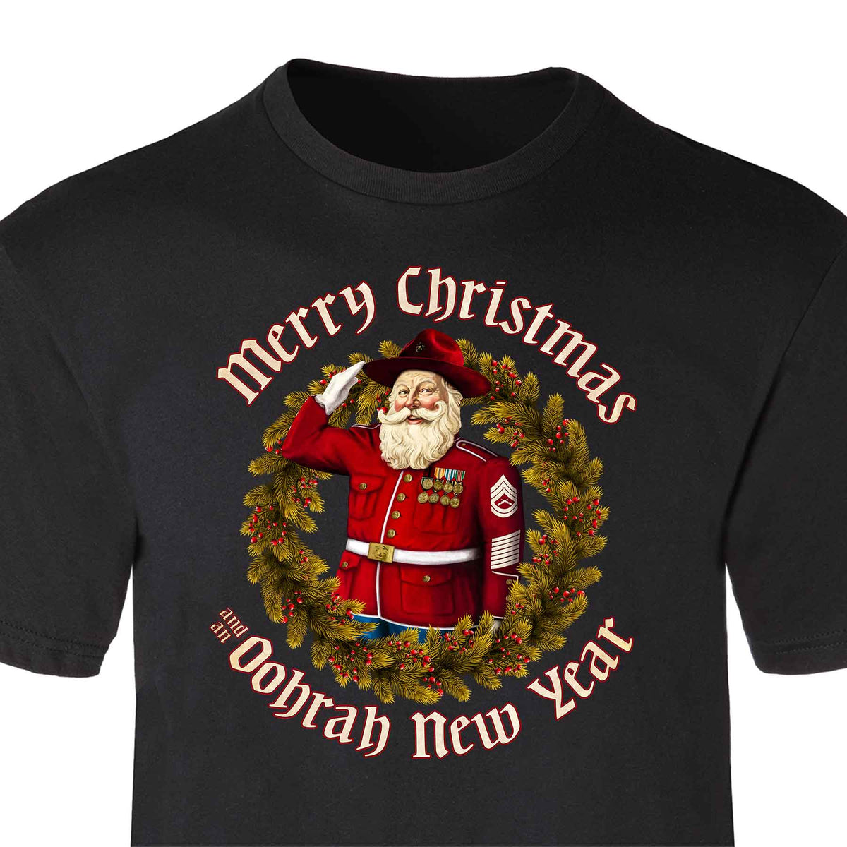 USMC Merry Christmas and Oohrah New Year T-shirt | Marine Corps Santa ...