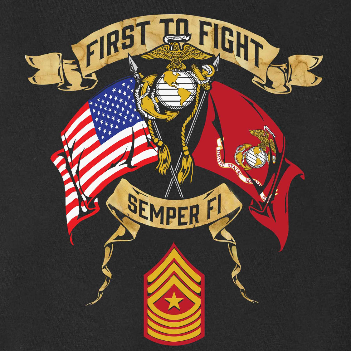 Choose Your Rank USMC & USA Flags T-shirt | 100% Cotton – SGT GRIT
