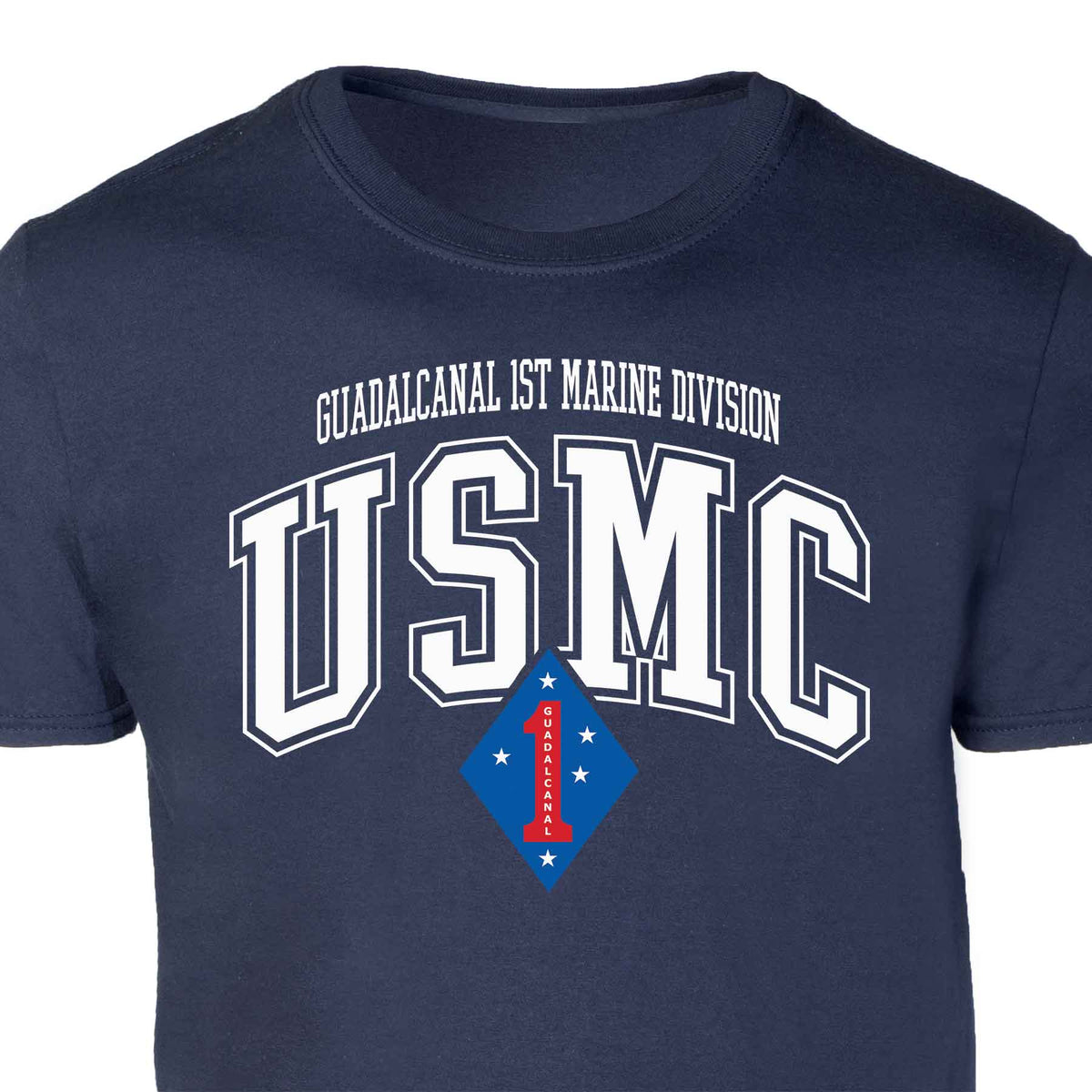 Guadalcanal 1st Marine Division Arched Patch Graphic T-shirt — SGT GRIT