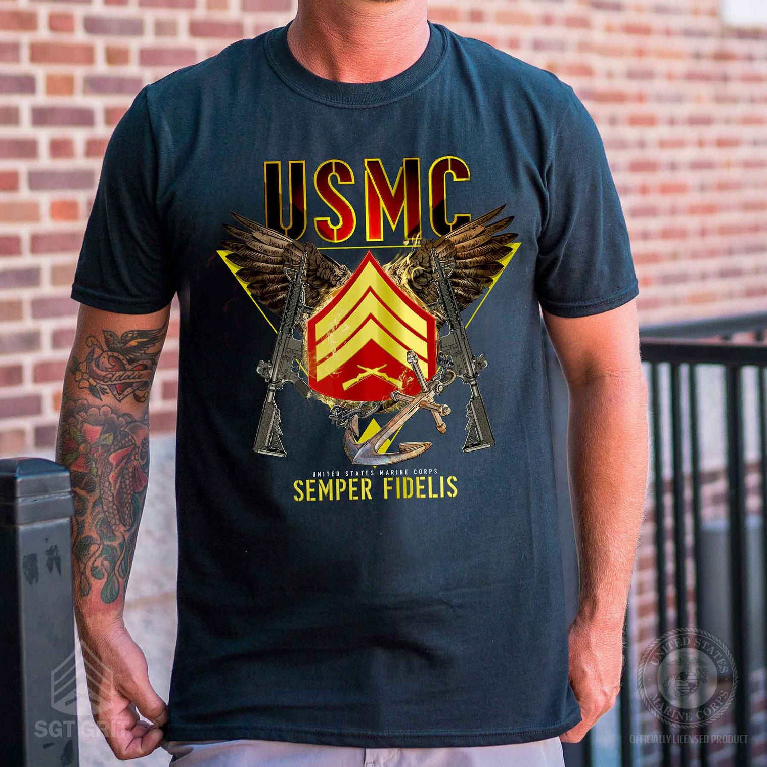 Marine Corps Customizable (By Rank) T-Shirt - SGT GRIT