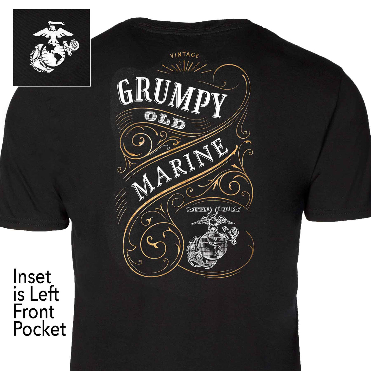 Grumpy Old Marine Vintage EGA Back With Front Pocket T-shirt – SGT GRIT